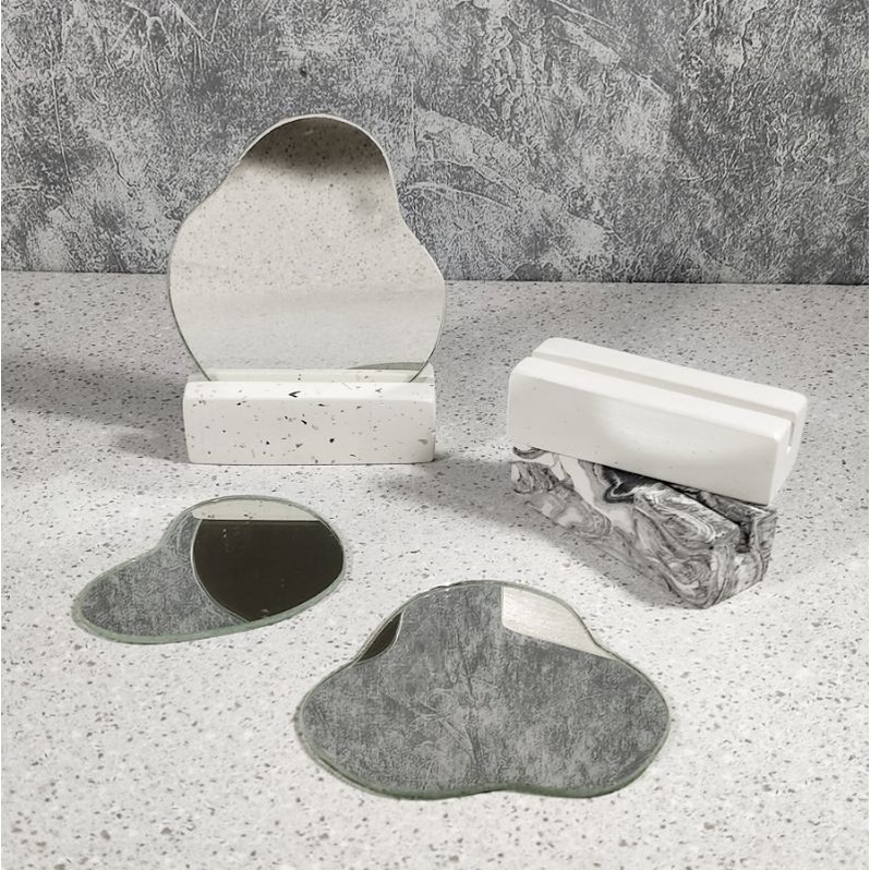 Small Table Mirror | Cement | Aesthetic | Concrete | Mini Aesthetic ...