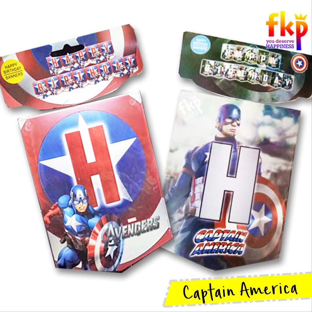 Fun KIDS PARTY HBD Captain America Banner / Bunting Flag Happy Birthday ...
