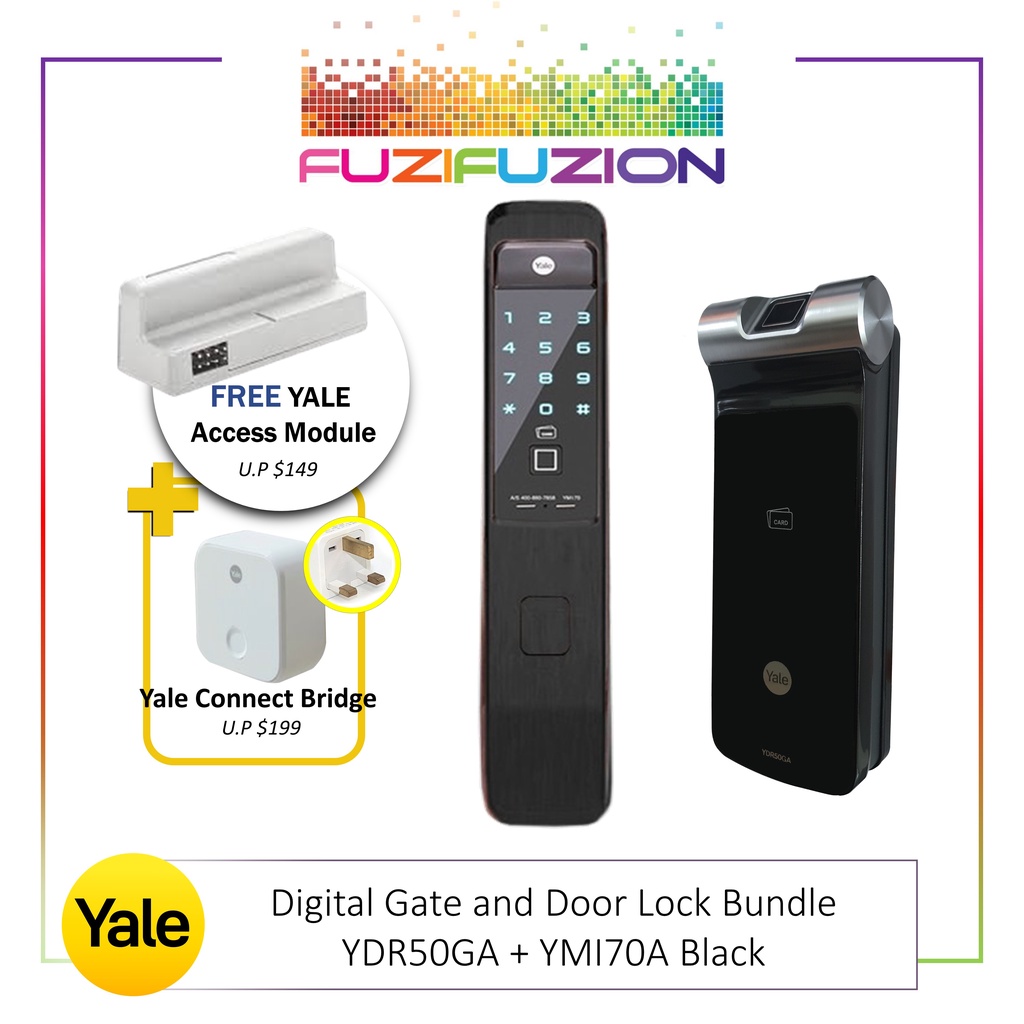 Yale YDR50GA Gate + YMI70A Handle Door Digital Lock Bundle (FREE Yale ...
