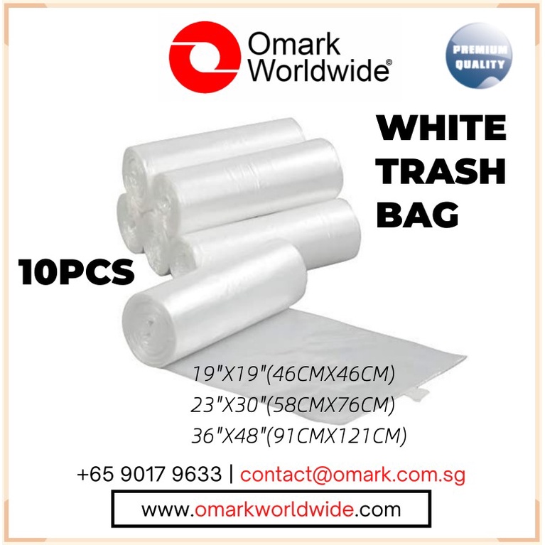 [SG Ready Stock]☆[10pcs]Kramo WHITE Trash Bag Rubbish 46cm 58cm 91cm ...