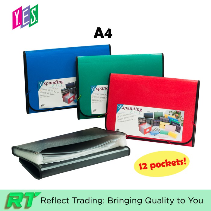 Flexi A4 12 Pockets Expanding File with Reinforced Cloth Edges and ...