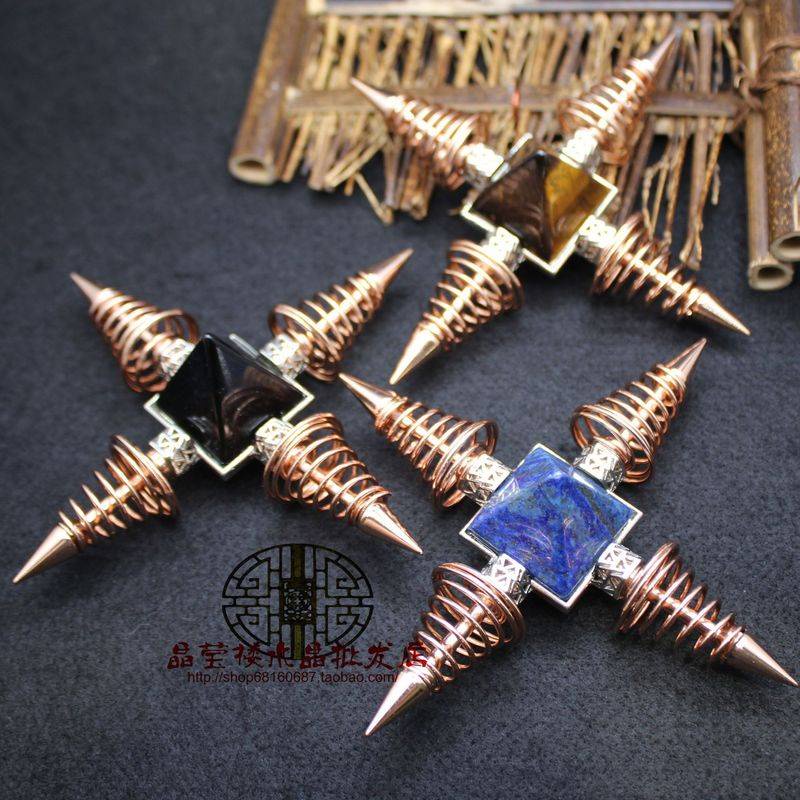 Copper Wire Point pyramid ornaments pink purple blue crystal Pyramidal ...