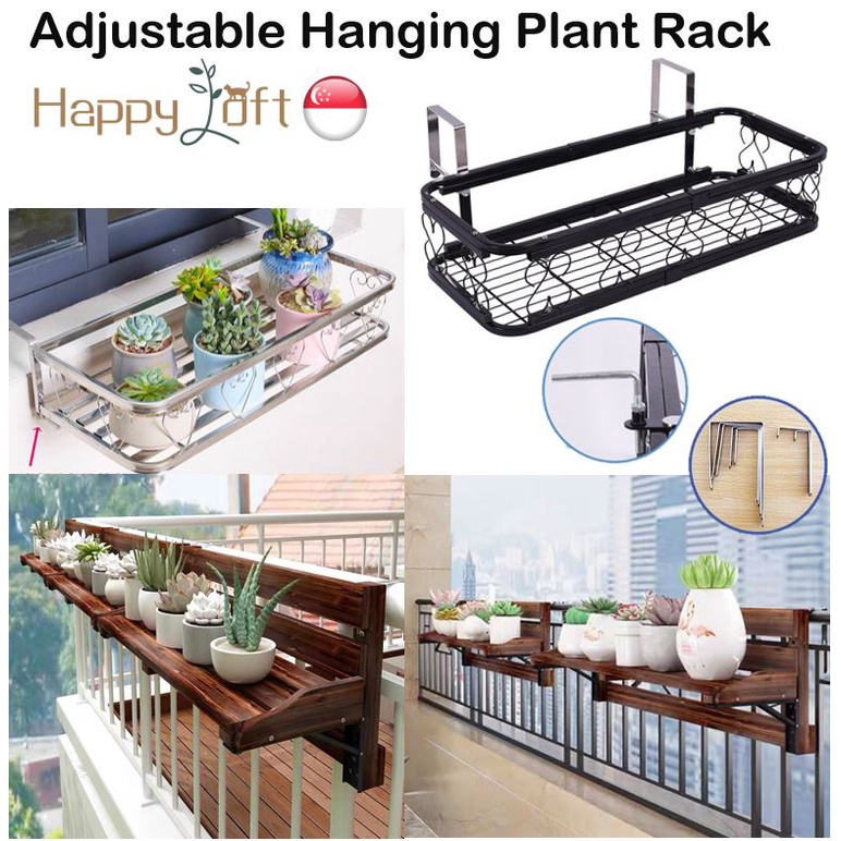[SG SELLER]Adjustable Hanging Rack Balcony Railing Flower Rack ...