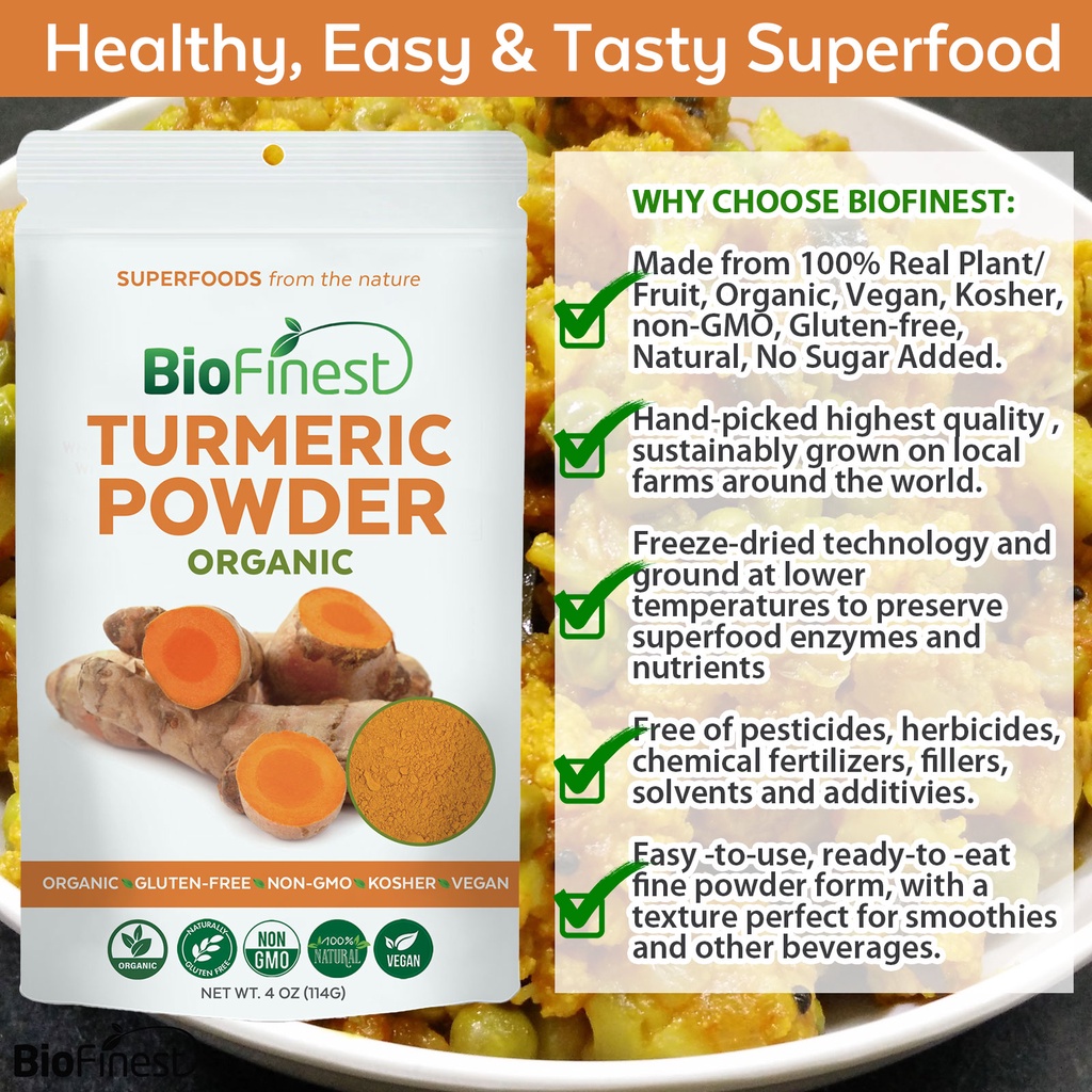 Biofinest Turmeric Curcumin Root Extract Powder Organic Freeze Dried ...