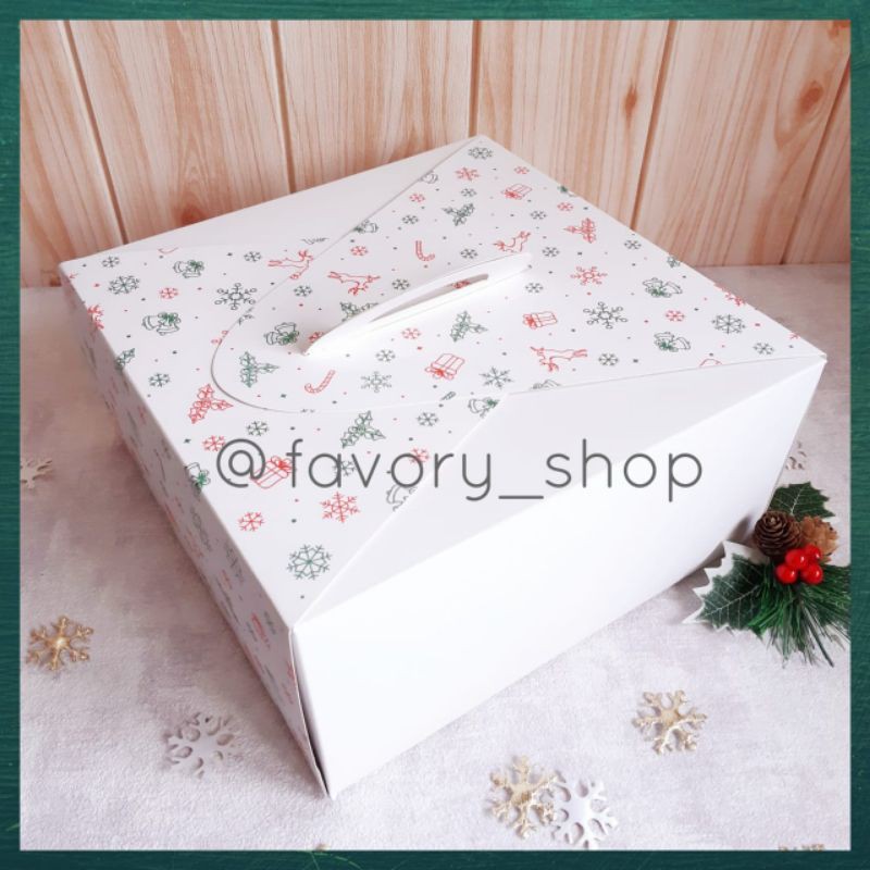 Cake Box 25 x 25 White Christmas/ Cake Packaging / Christmas Cake Box ...