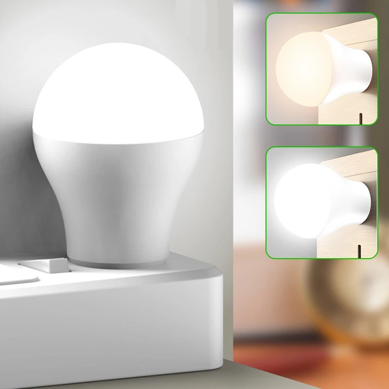 2Pcs USB Rechargeable Battery Powered LED Night Light / Indoor Plug-in ...