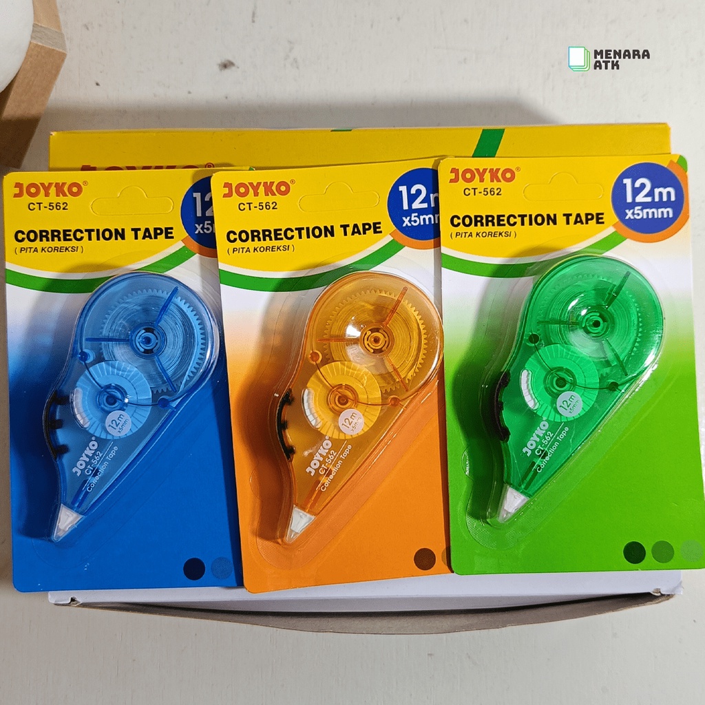 HIJAU Joyko Type X Correction Tape CT-562 Push OREN, BLUE, GREEN 12M X ...