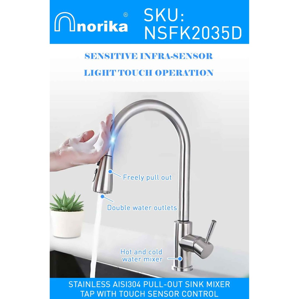 *READY STOCK* 1/2" NORIKA®" SFK2035G STAINLESS AISI304 PULL-OUT SINK ...