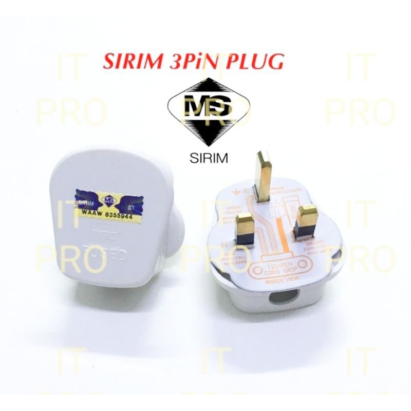 PRO PNT 13 Amp 3 Pin Plug Top (SIRIM-Approved) White OFFER! | Shopee ...