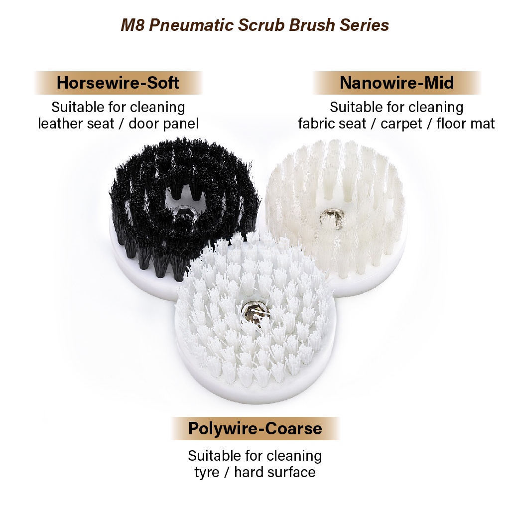 MYCB M8 Pneumatic Scrub Brush [Nanowire-Mid 4 Inch] Auto Detailing ...