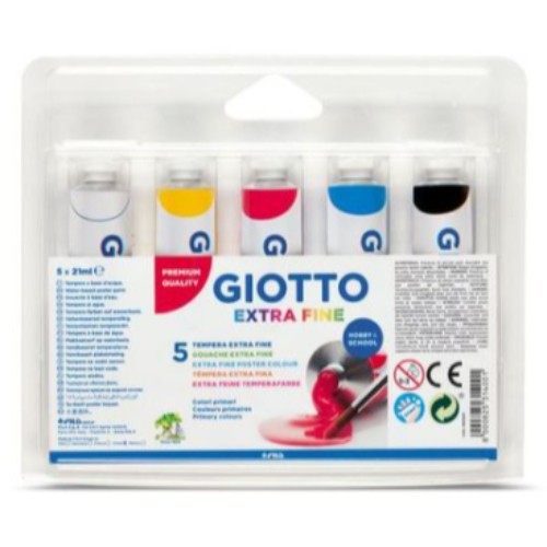 Giotto Extra Fine Poster Paint 5 tubes x 21ml of primary colors ...