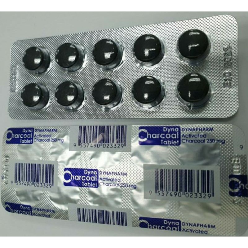 Dyna Activated Charcoal 250mg Tablets 10's Food Poisoning/ Flatulence ...