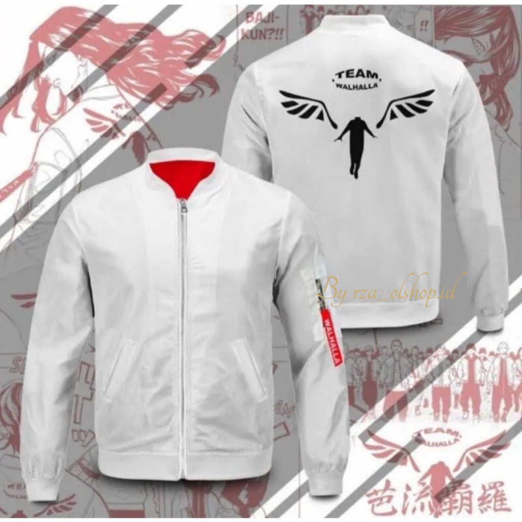 PUTIH Valhalla Bomber Jacket Embroidery Tokyo Revengers White Anime ...