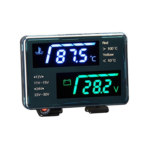 2 In 1 LED Digital Voltmeter Water Temperature Meter Voltage Gauge ...