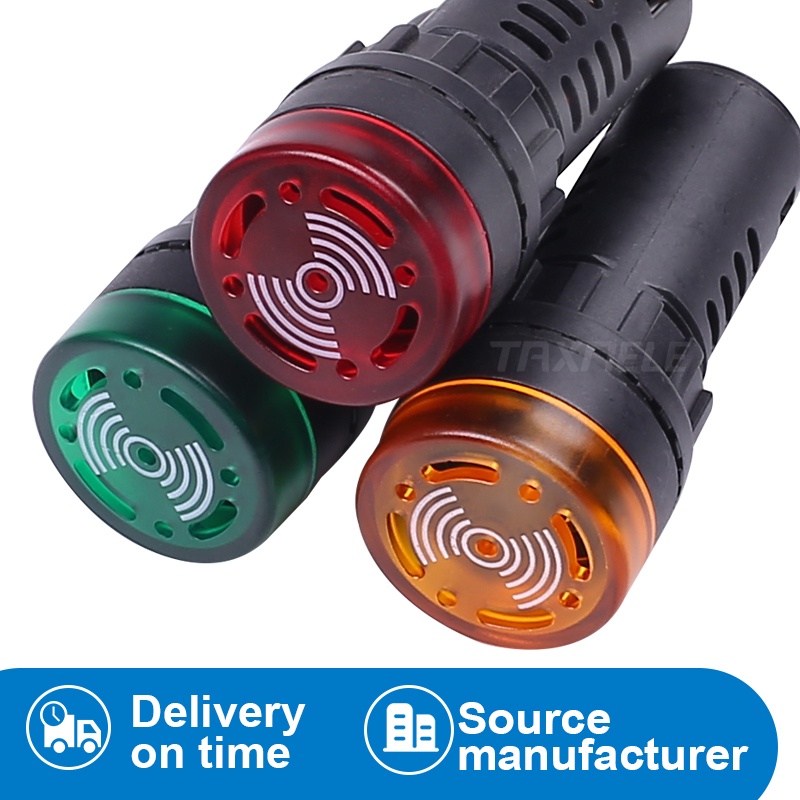 AD16-22SM 12V 24V 110V 220V 380V 22mm Flash Signal Light Red LED Buzzer Beep Alarm Indicator Red ...
