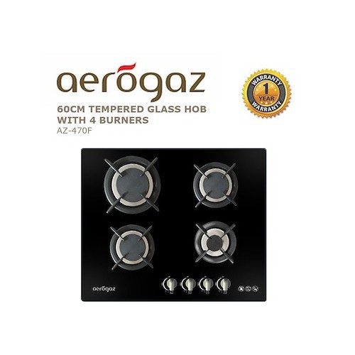 Aerogaz 60Cm Tempered Glass Hob with 4 Burners AZ-470F | Shopee Singapore