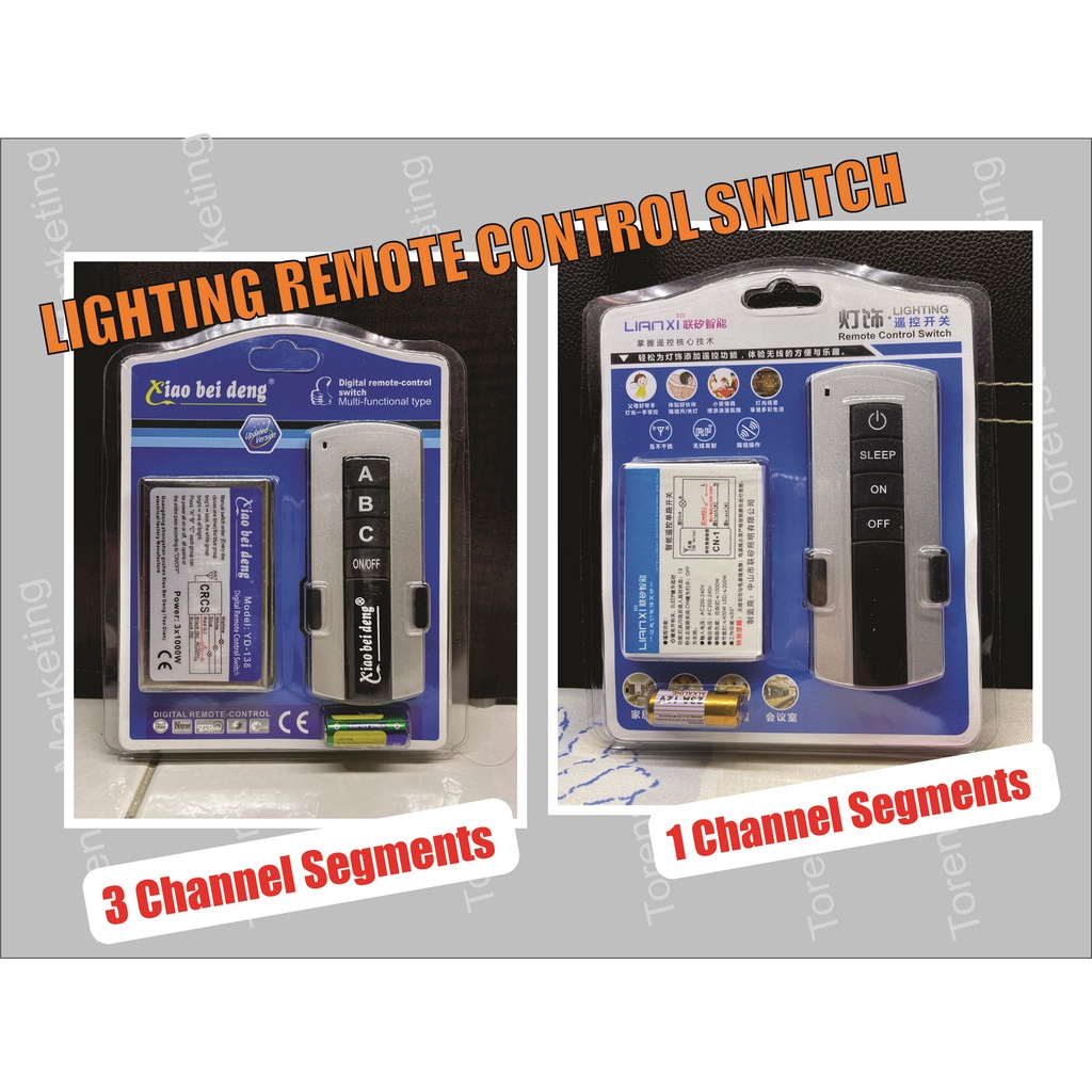 Lighting Remote Control Switch 1 Channel Segments /3 Channel Segments ...