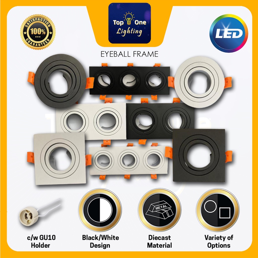 LED Eyeball Fitting/Casing Eyeball Frame Black/White Downlight Casing ...