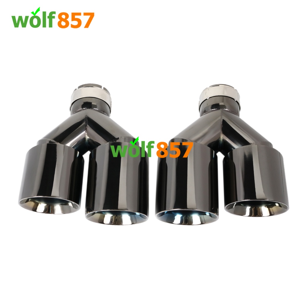 Dual Y Shape Exhaust Muffler Pipe A Pair Car Twin Outlets Titanium ...