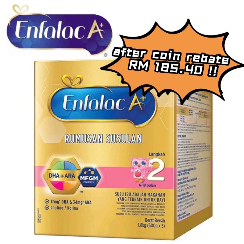 Enfalac A+ : Step 2 Infant Formula Milk Powder, 6-18mth (2.4kg/1.8kg ...