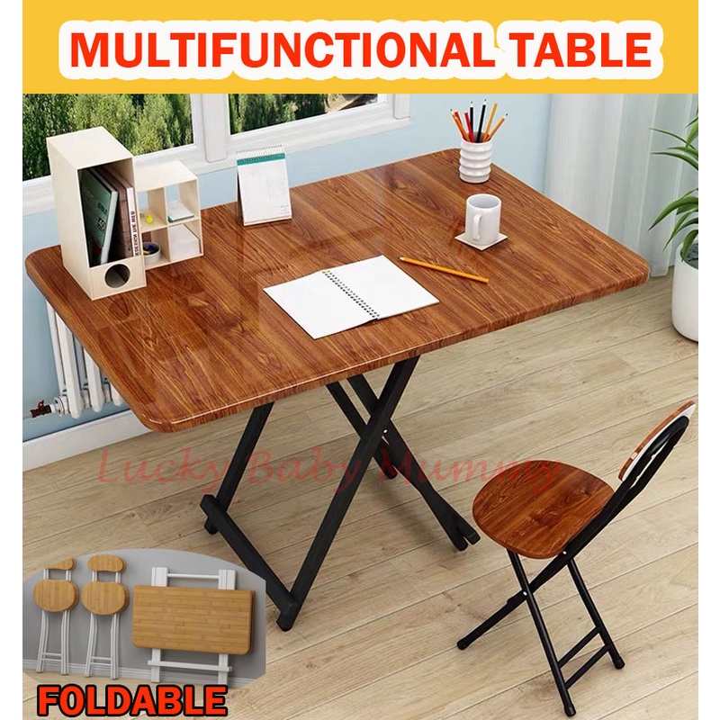 Wooden Folding Table Foldable Computer Table Dining Table | Shopee ...