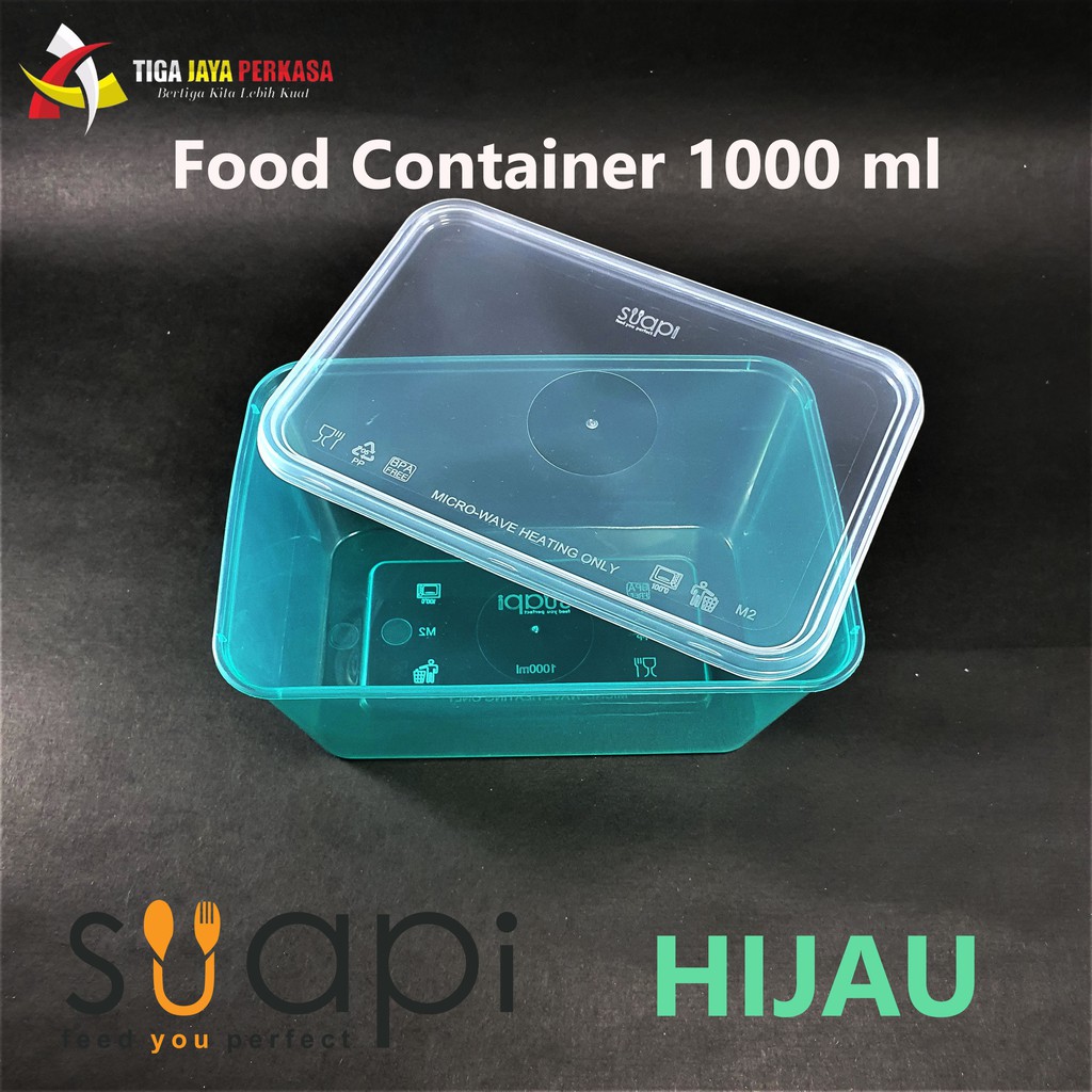HIJAU Suapi Food Container 1000 ml / Thinwall Suapi 1000 ml Green ...