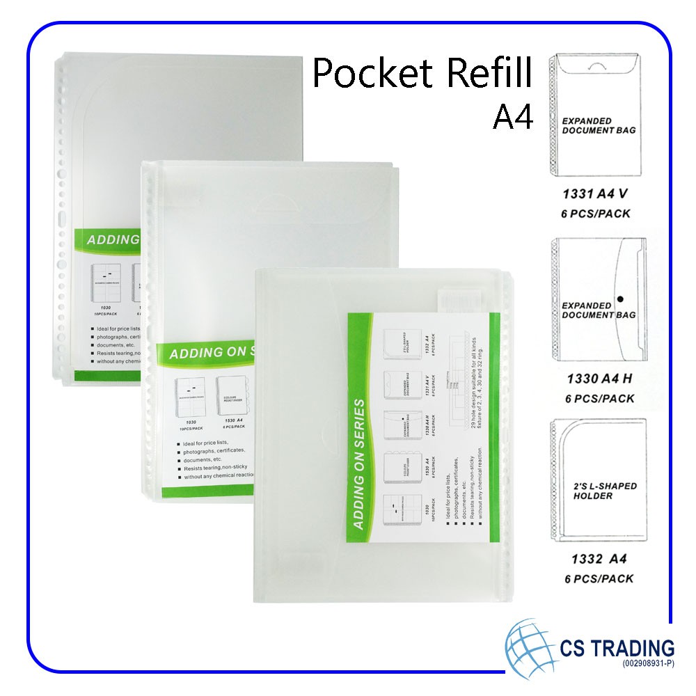 File Holder Pocket Refill Expanded Document Bag L-Shaped Holder ADDING ...