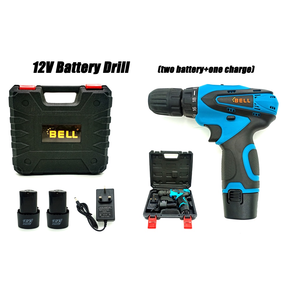 {Free Bits} Bell 12V Cordless Electric Drill With 2 Battery +1 Charger ...