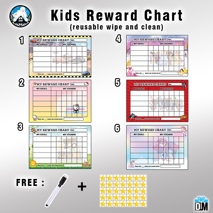 Children's Reward Chart Erasable Children's Educational Posters Free ...