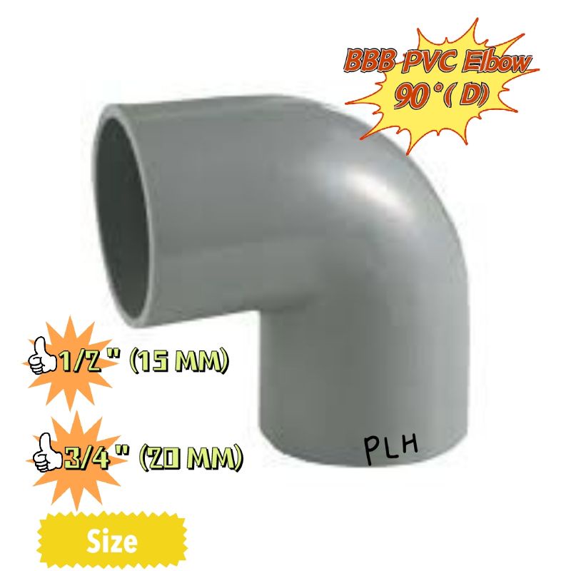BBB PVC elbow 90 (D) 15MM (1/2" ) / 20MM (3/4") | Shopee Singapore