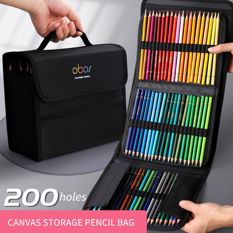 48/72/120/150/200 holes color pencil case canvas pouch pen storage bag ...