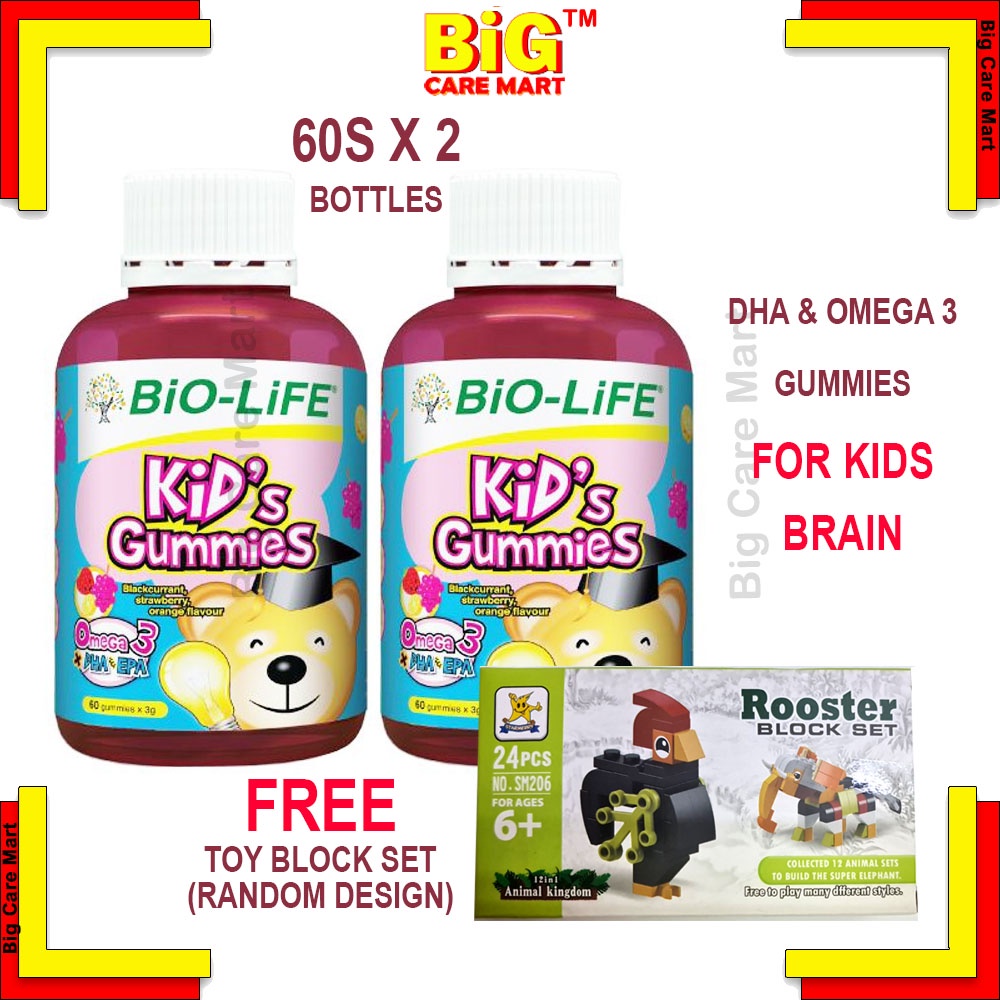 Biolife Kids Gummies Omega 3 DHA 60sX2 FREE TOY SET Vitamin Minda Kanak ...