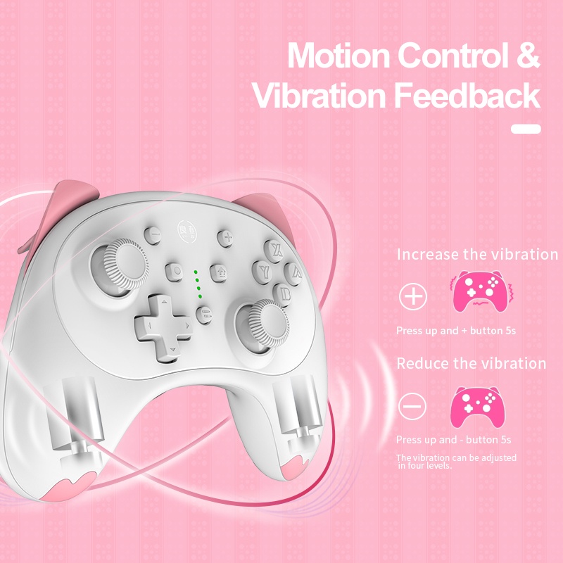 IINE Nintendo Switch Pink Kitten Wireless Controller in white Small ...