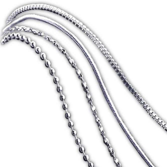 Slim 925 Silver Plated 4 Styles Necklace Chain of 16inch - 26inch (40 ...