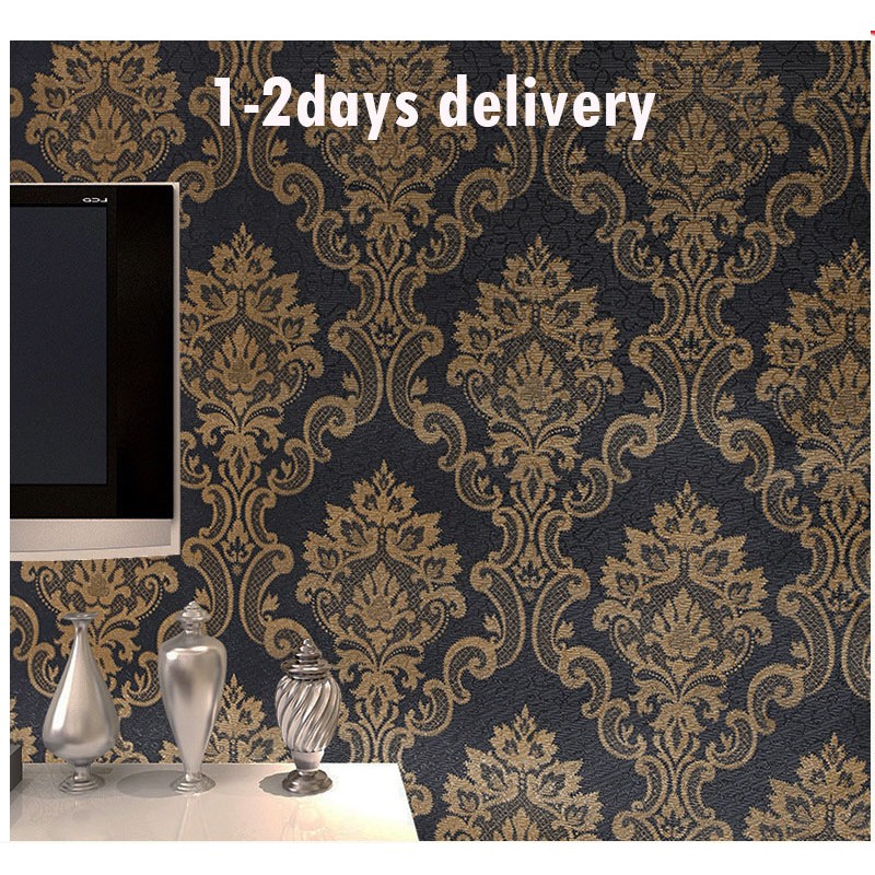 Luxury Wallpaper 3D Embossed Damask PVC Background Wall Paper Home ...