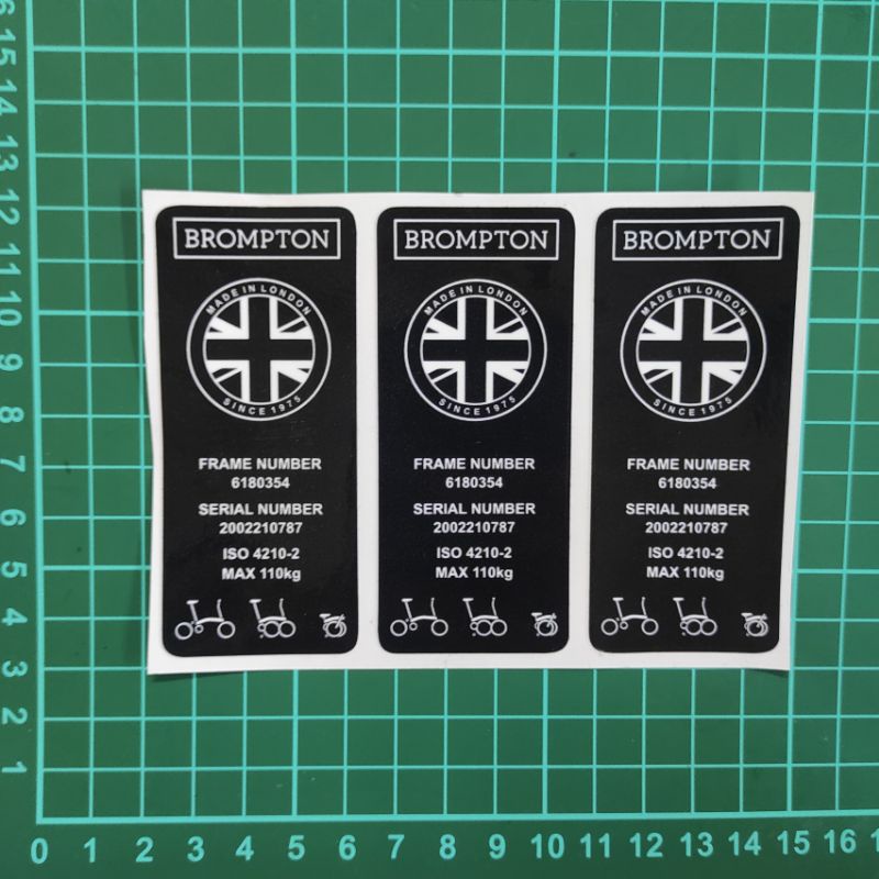 Brompton STICKER BROMPTON SERIES NUMBER BIKE STICKER DECAL STICKER HIGH QUALITY WATERPROOF ...