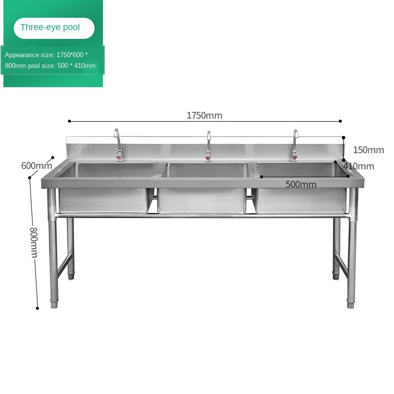 Commercial stainless steel kitchen single trough double trough three ...