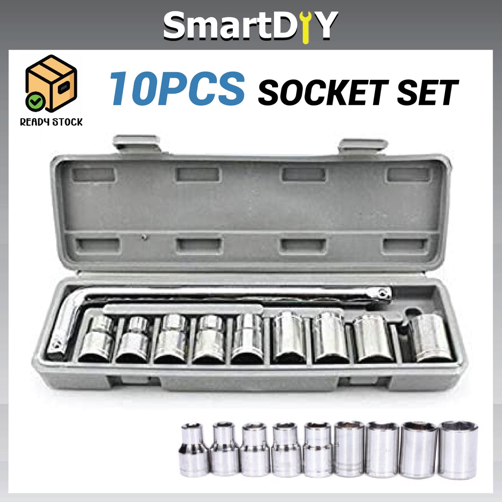 10PCS 8MM - 21MM 1/2'' L Type Spanner Box Socket Set Box Set Spanner ...
