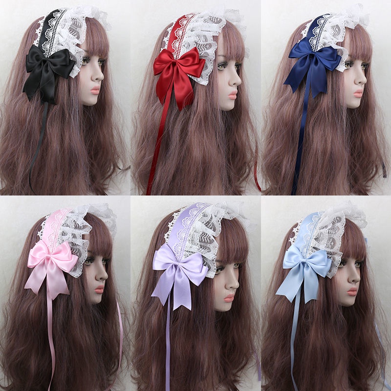 Japanese girl Lolita hairband daily sweet and wild lace maid bow ...