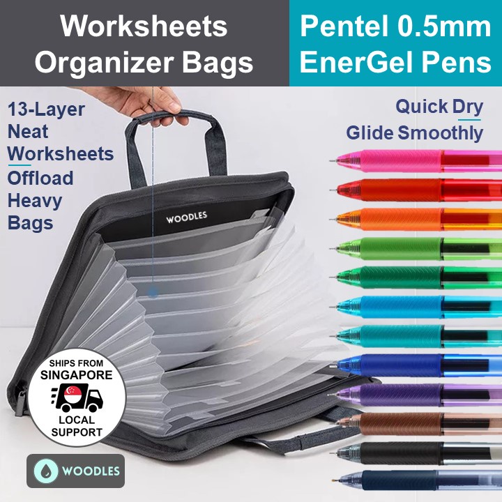 [SG Stock] WOODLES A4 Multi-Layer Folder File Bag Student Worksheet ...