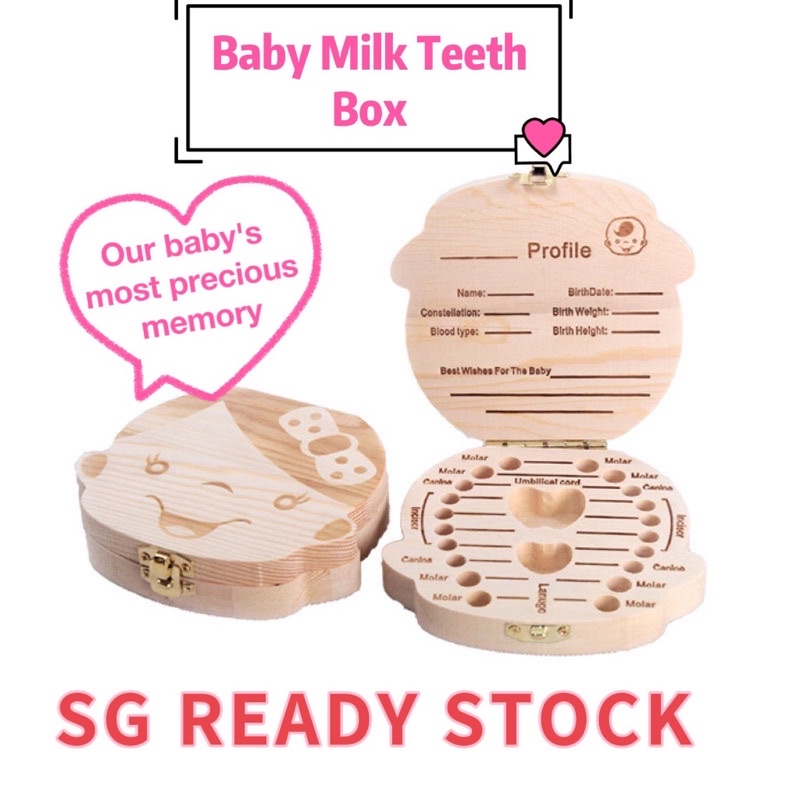 [SG] Baby Tooth Box Storage Box Preservation Box Wooden Teeth Organize ...