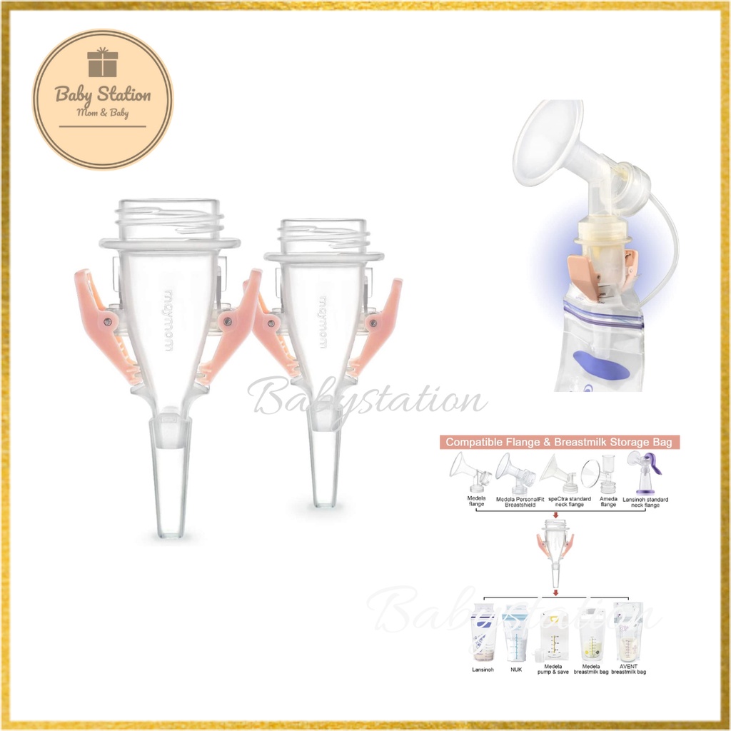 Maymom Narrow Neck Breastmilk Storage Bag Adapters for Ameda Pumps to ...