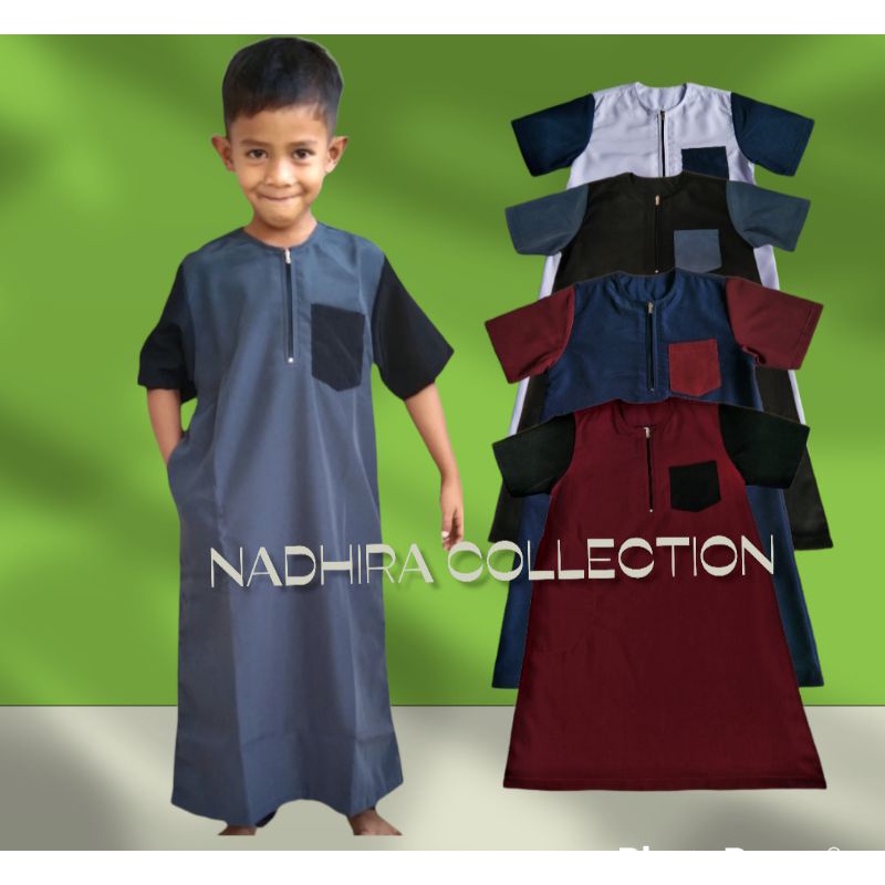 Muslim robe for boys with zipper combination 1-14 years old | Shopee ...