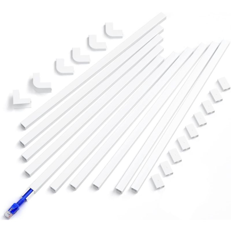 Self-Adhesive Wall Cord Cover Cable Concealer Complete Raceway Kit Wire ...