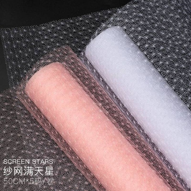1 roll 4.5meter Net Wrapping Bouquet Net Full Star Korean Wrapper ...