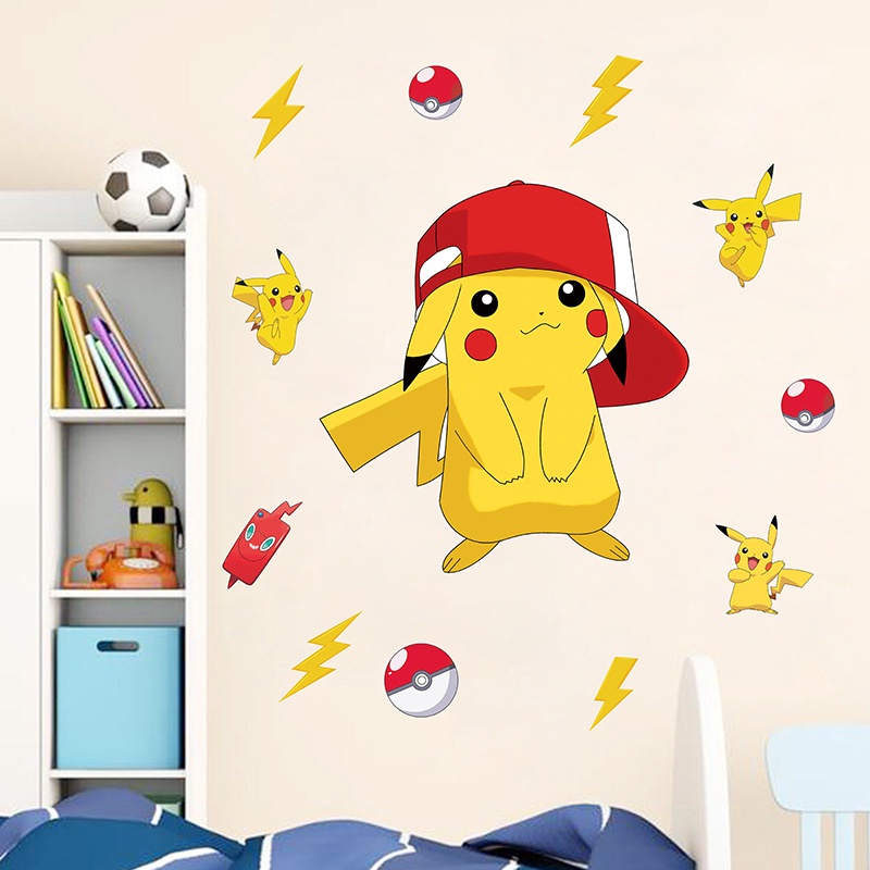 pokemon Pokémon Pikachu Stickers Children Wall Self-Adhesive Cartoon ...