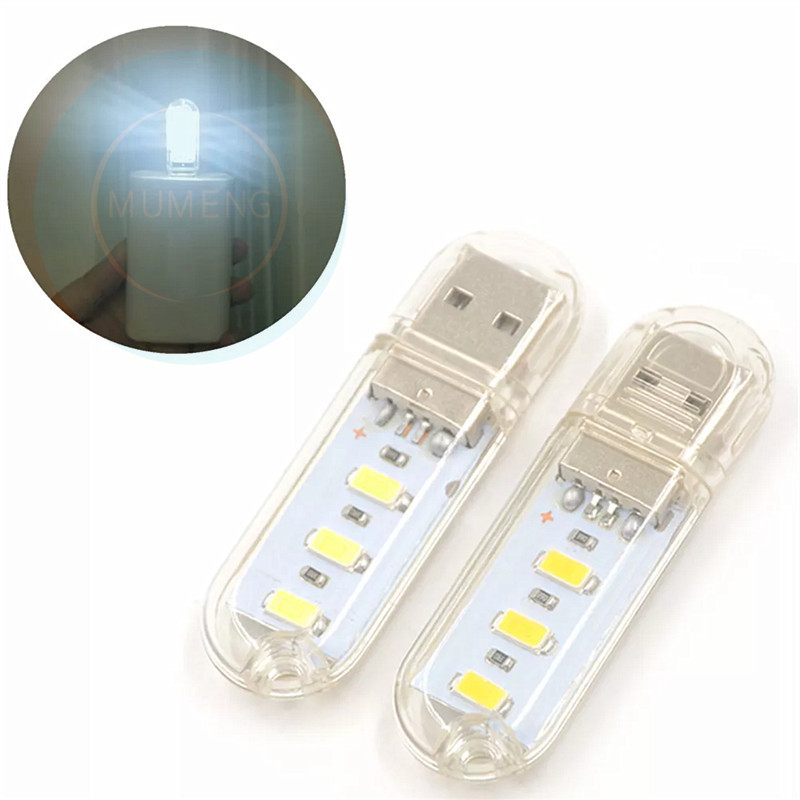 MUMENG 3 LED USB Portable Night Lights Bright Reading Lamp Emergency ...