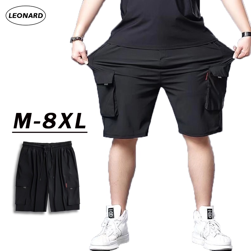 M-8XL Big Size Cargo Shorts Men Stretch Wide Leg Black Shorts Casual ...