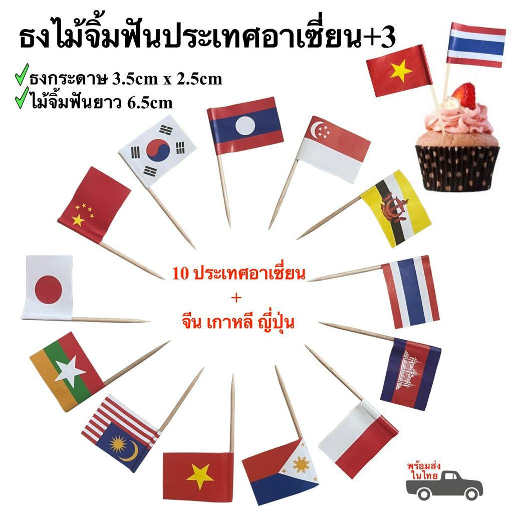 Asean+3 Food Embroidered Flag Miniature Toothpick Asean China Korea ...