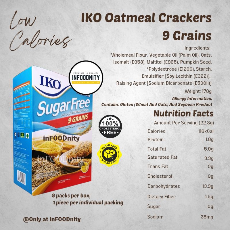 IKO No Sugar Free Oat Crackers Oatmeal Healthy Diet Snack Breakfast Oat ...
